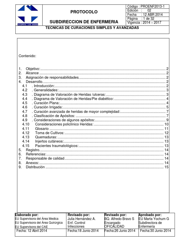 Protocolo de Curaciones Simples y Avanzadas | PDF | Herida | Quemar