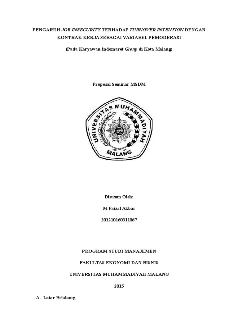 Analisis Pengaruh Job Insecurity Insecurity Terhadap Turnover Intention | PDF