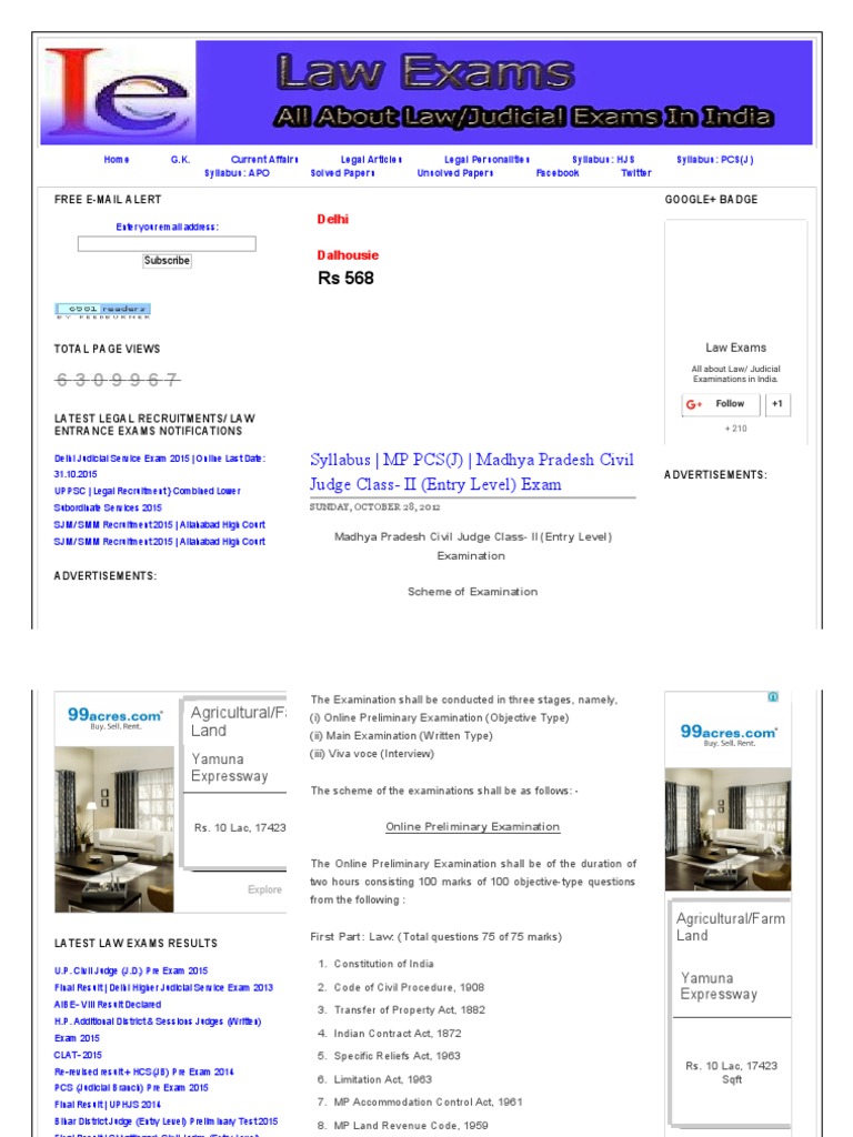 MP Civil Judge Exam Syllabus 2023 | PDF | Judiciaries | Public Sphere