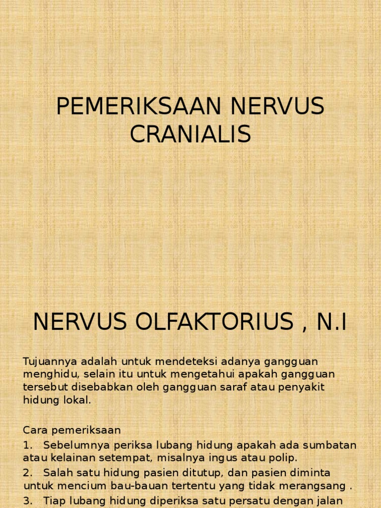 Pemeriksaan Neurologis : Fungsi Nervus Cranialis – WMPVD