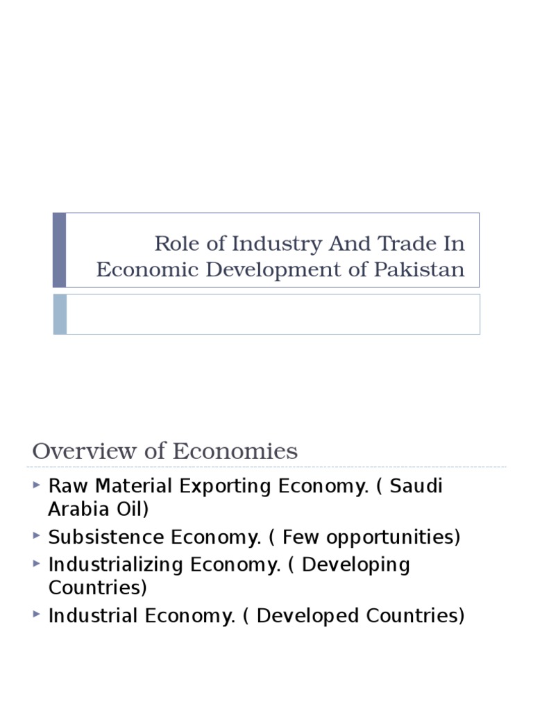 Role of Industry and Trade in Economic Development | Pakistan | Economies
