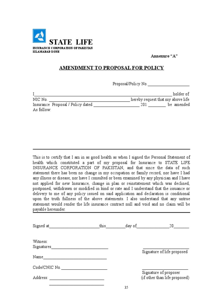 Amendment To Proposal For Policy | PDF
