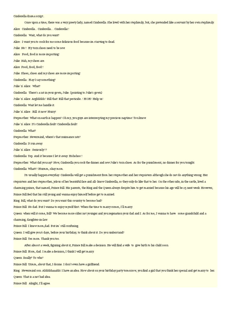 Cinderella Drama Script for School Play | PDF | Cinderella