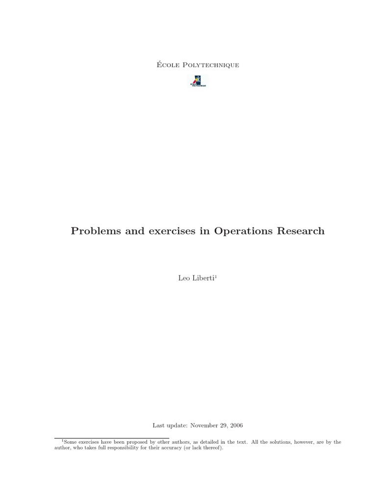 Problems & Exercises in Operations Research | PDF | Linear Programming ...