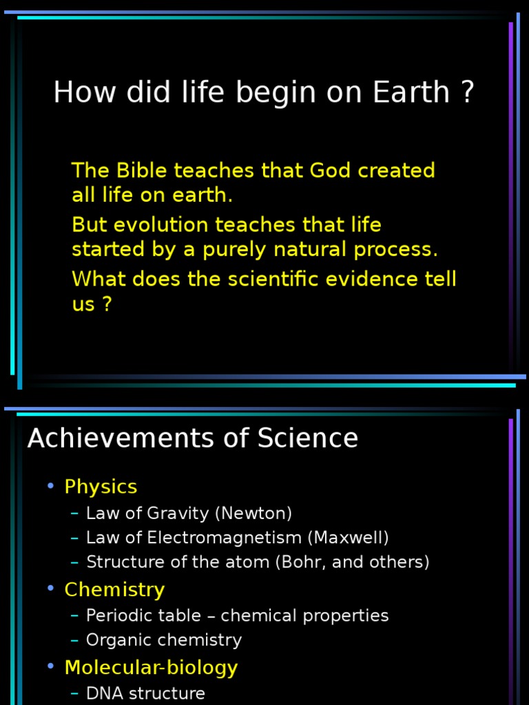 How Did Life Begin On Earth ? | PDF | Theory | Life
