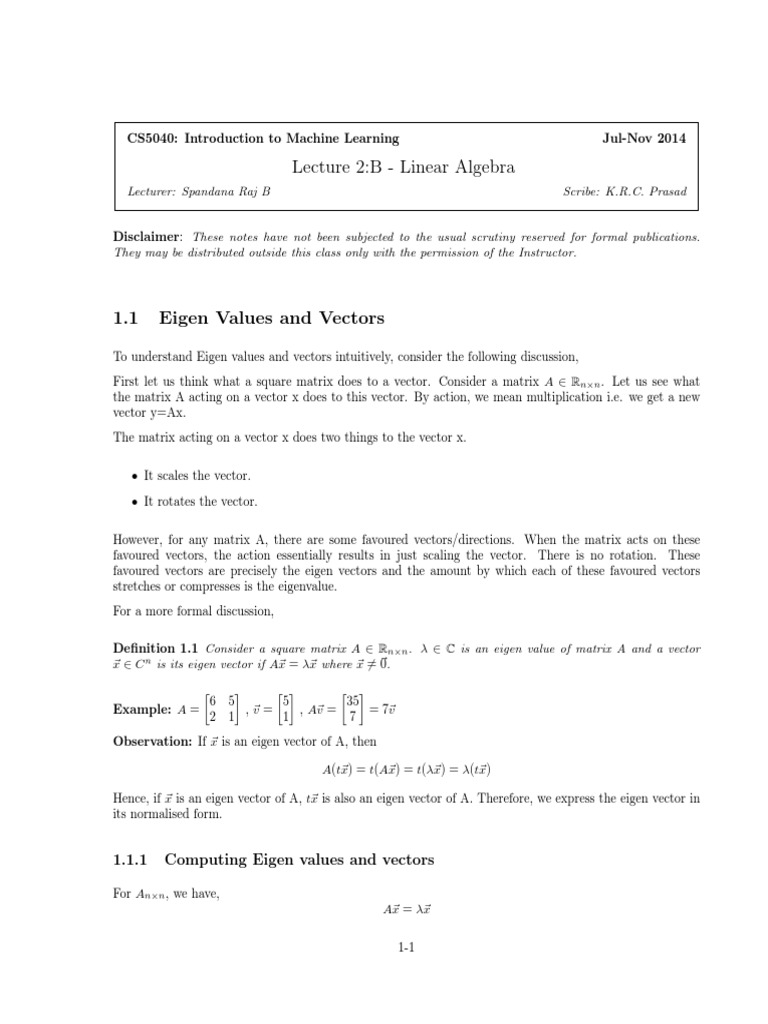 Linear Algebra & Singular Value Decomposition | PDF | Eigenvalues And ...