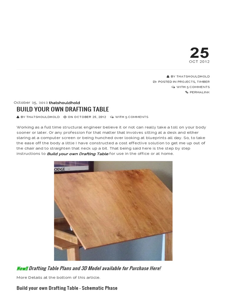DIY Drafting Table Guide | PDF | Wood | Technical Drawing