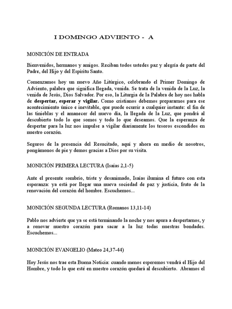 Moniciones Ciclo A | PDF | Misa (liturgia) | La resurrección de Jesús