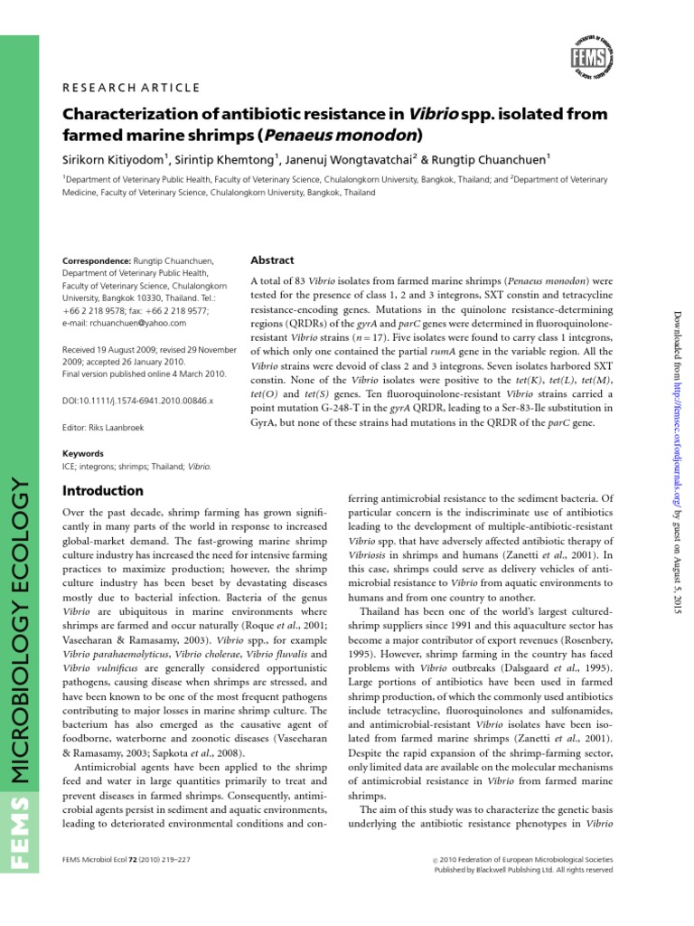 FEMS Microbiol Ecol 2010 Kitiyodom 219 27 | PDF | Antimicrobial Resistance | Primer (Molecular ...