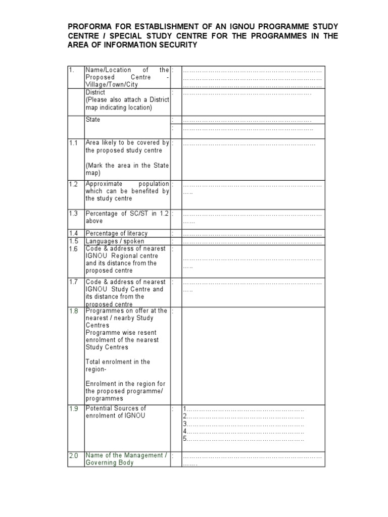 IGNOU Proforma | PDF | Postgraduate Education | Further Education