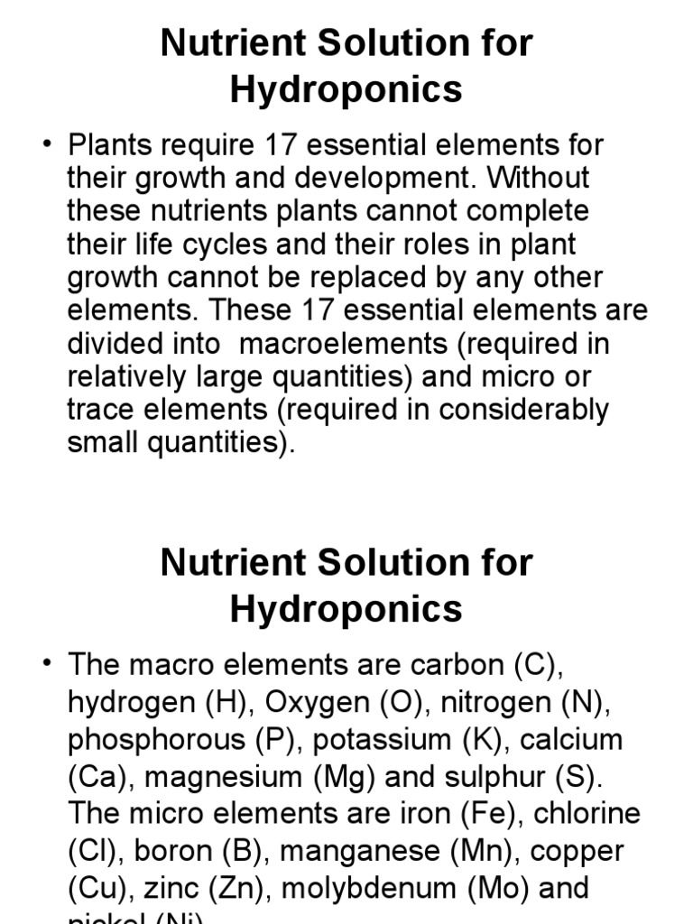 Nutrient Solution 2 | PDF | Plant Nutrition | Hydroponics