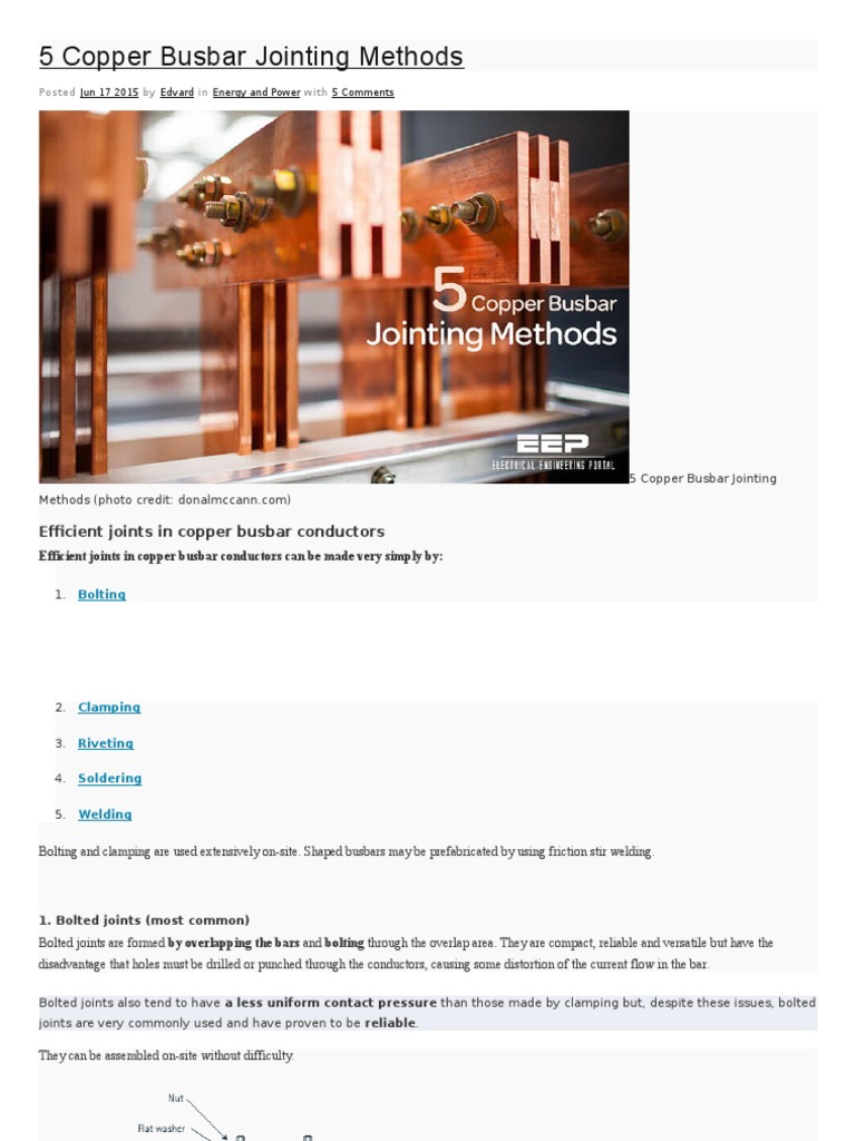 5 Copper Busbar Jointing Methods | PDF | Electrical Conductor | Force