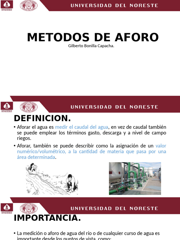 Metodos de Aforo | Descarga (hidrología) | Longitud