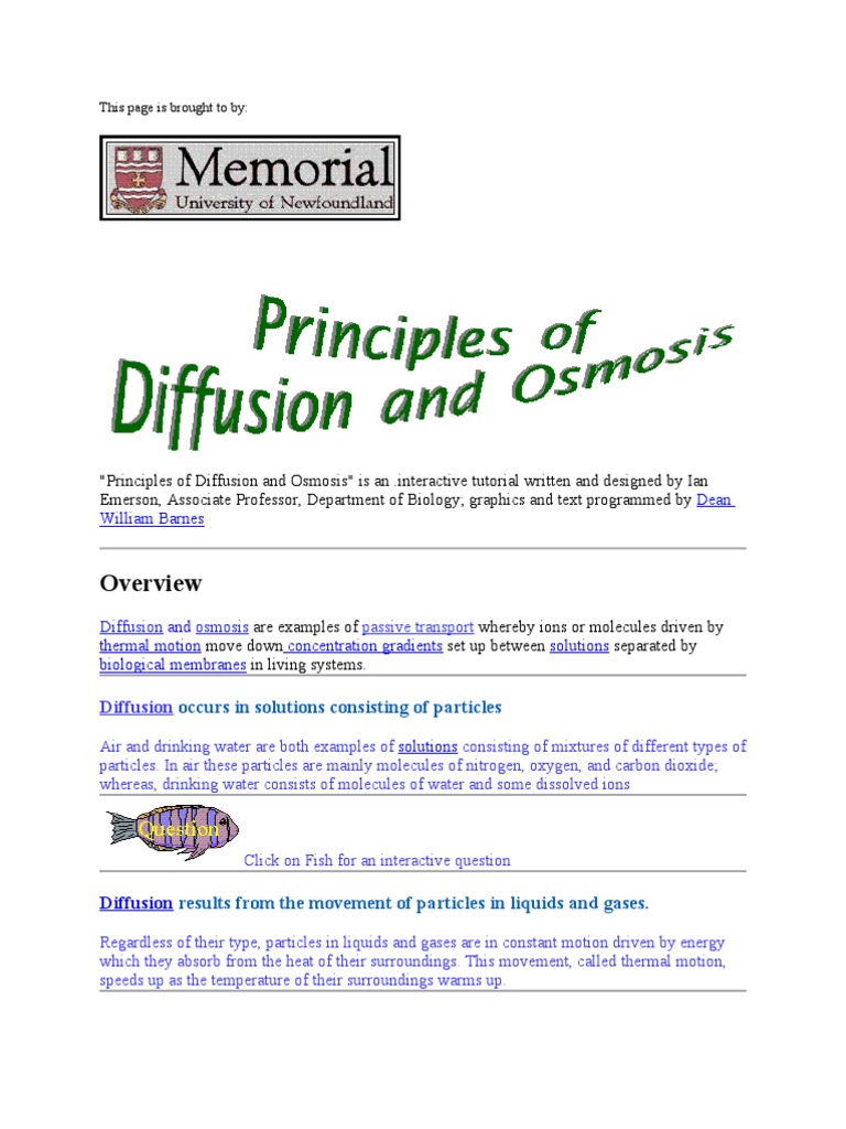 Principles of Diffusion and Osmosis | PDF | Osmosis | Solution