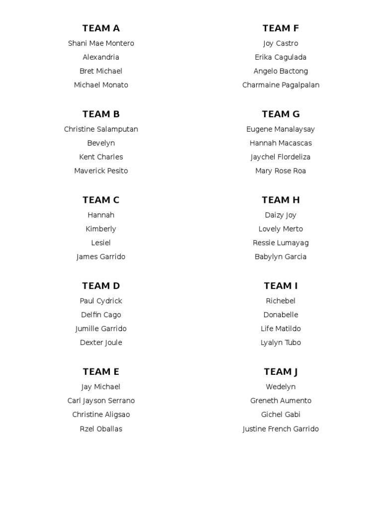 Teams | PDF | Wellness