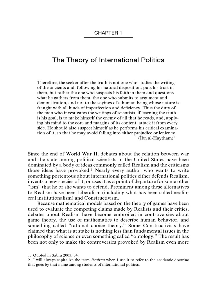 Kenneth Waltz - The Theory of International Politics | PDF