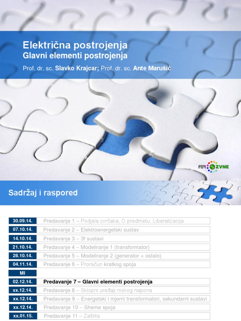 Glavni elementi postrojenja