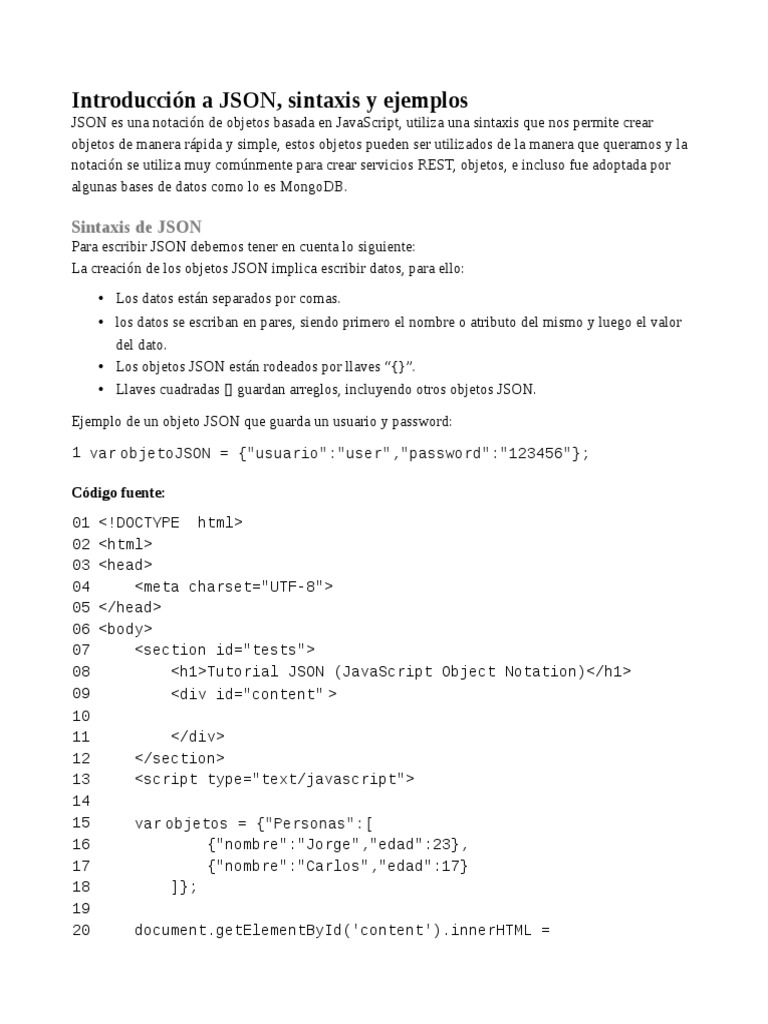 Ejemplo de Json | PDF | Json | Datos de computadora