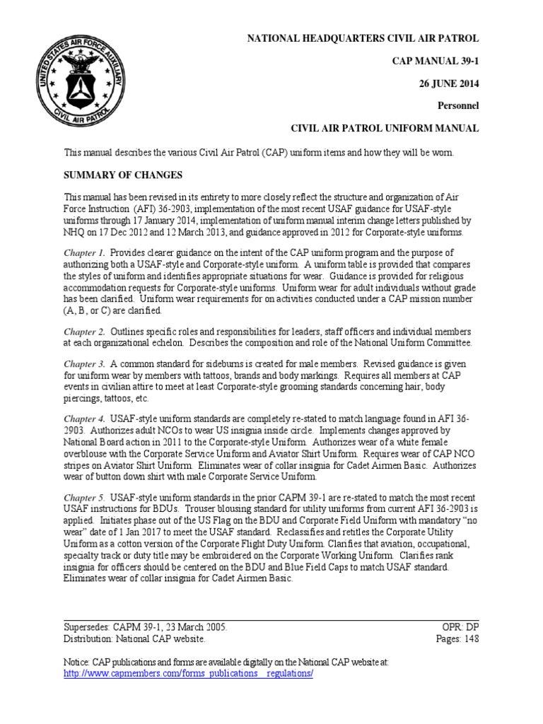 CAPM 39-1 Uniform Manual | PDF | United States Air Force | Civil Air Patrol