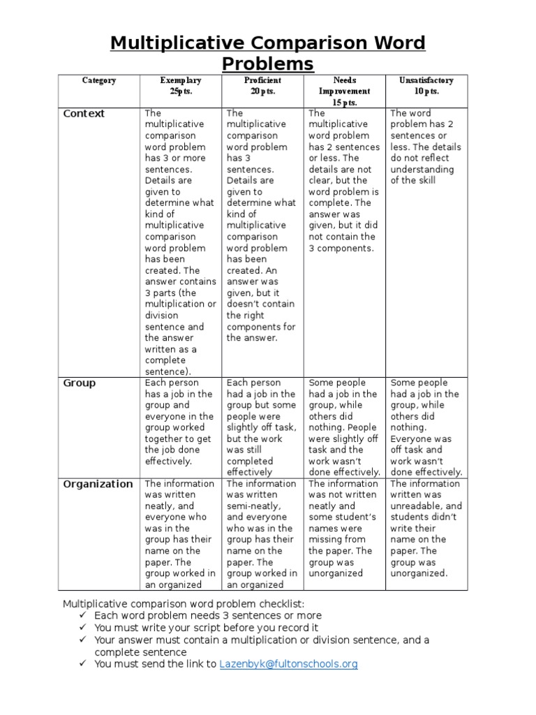 Multiplicative Comparison Problem Guide | PDF | Cognition | Learning
