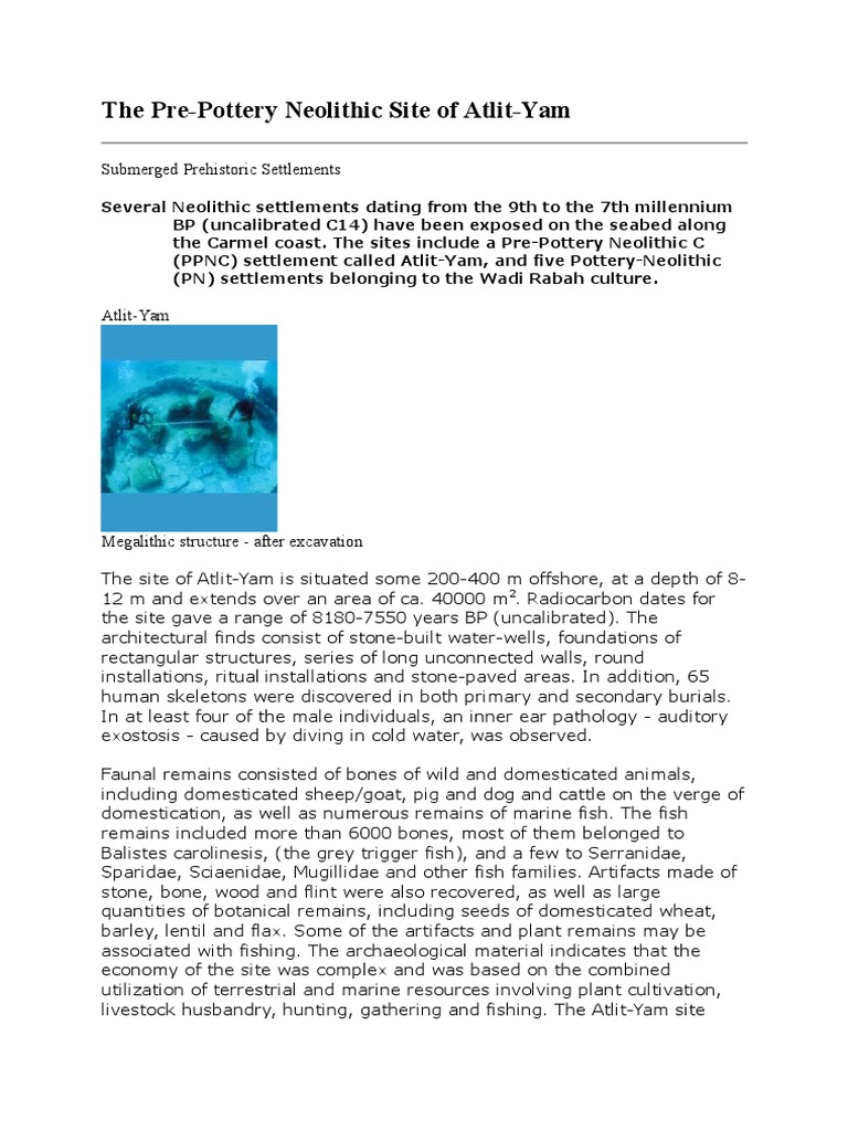 The Pre-Pottery Neolithic Site of Atlit-Yam | Download Free PDF ...