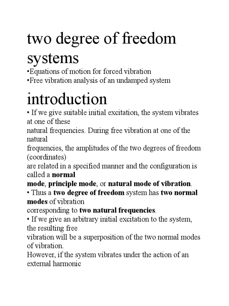 Two Degree of Freedom Systems | PDF