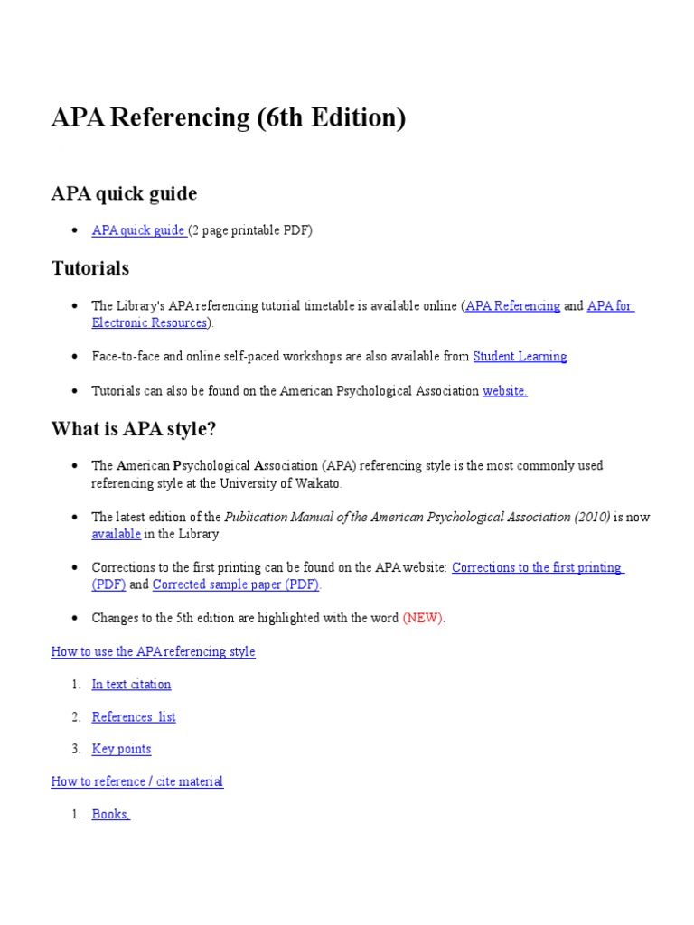 APA Refferencing 6th Edition | PDF | Apa Style | Citation