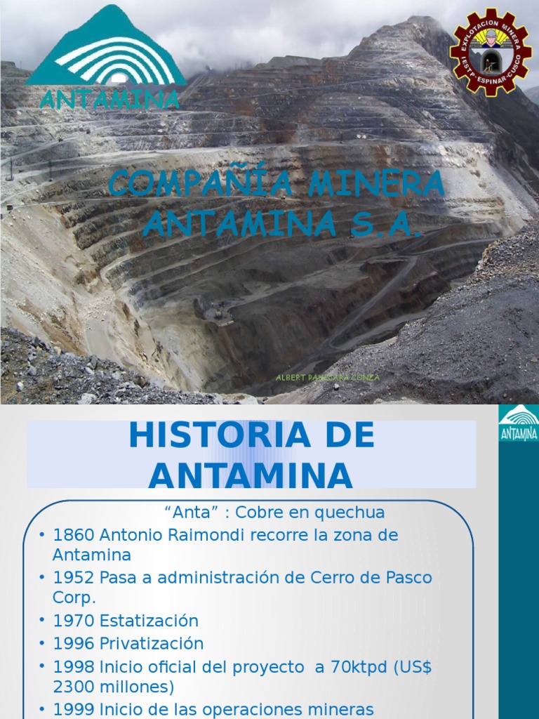 COMPAÑÍA MINERA ANTAMINA S.pptx | Minería | Cobre