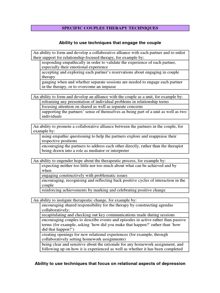 Effective Couples Therapy Techniques | PDF | Emotions | Psychotherapy