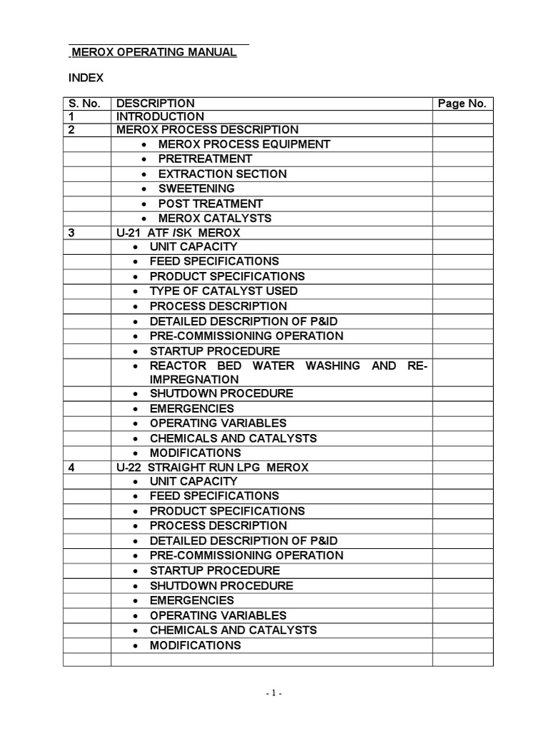 Merox Operating Manual | PDF | Chemical Substances | Chemistry