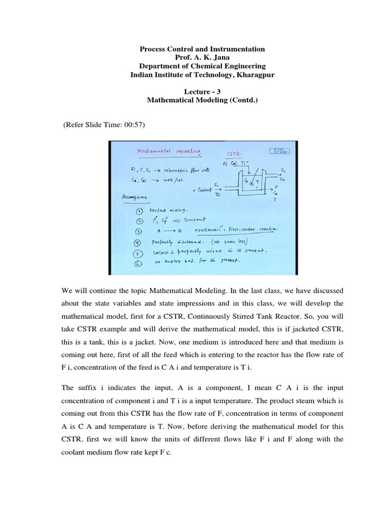 Mathematical Model For A Stirred Tank Heater | PDF | Chemical Reactor ...