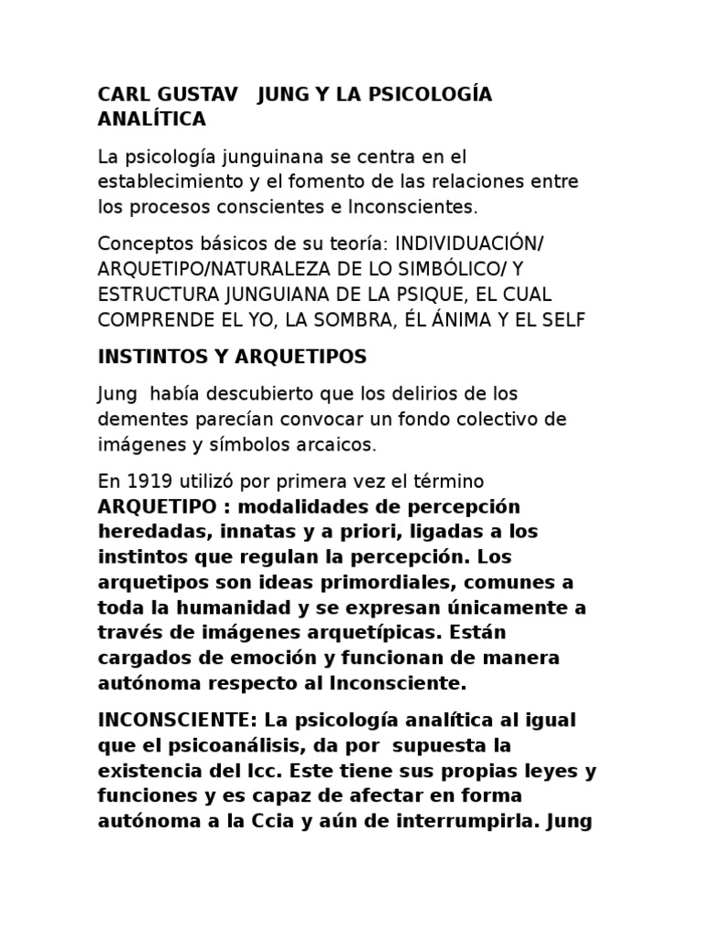 Psicología Analítica de Jung: Arquetipos y Sombra | PDF | Psicologia ...