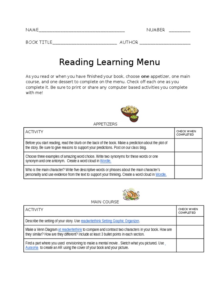 Readinglearningmenu | PDF