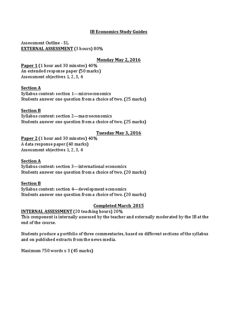 IB Economics Study Guide Overview | PDF | Price Elasticity Of Demand ...
