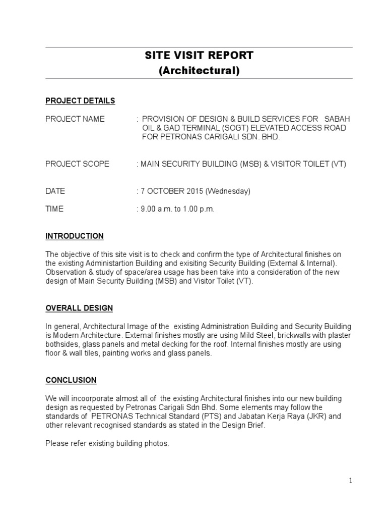 SOGT - Architectural Site Visit Report | Building | Buildings And ...