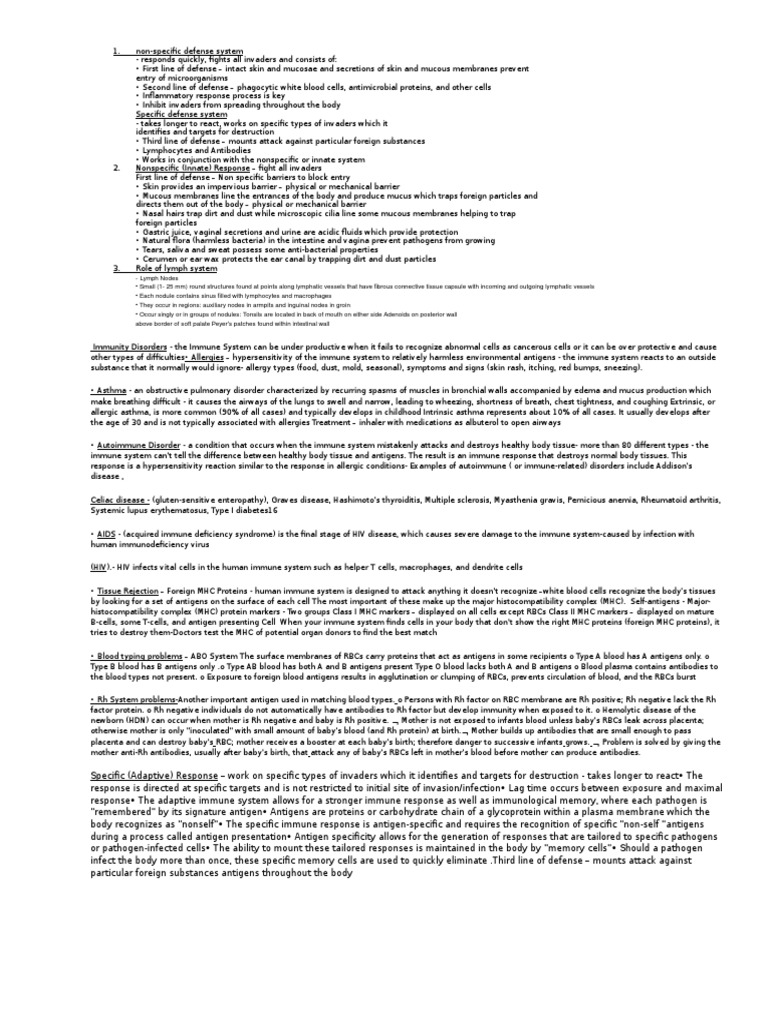 Immune System Cheat Sheet (Science Olympiad) | PDF | Blood Type | Antigen