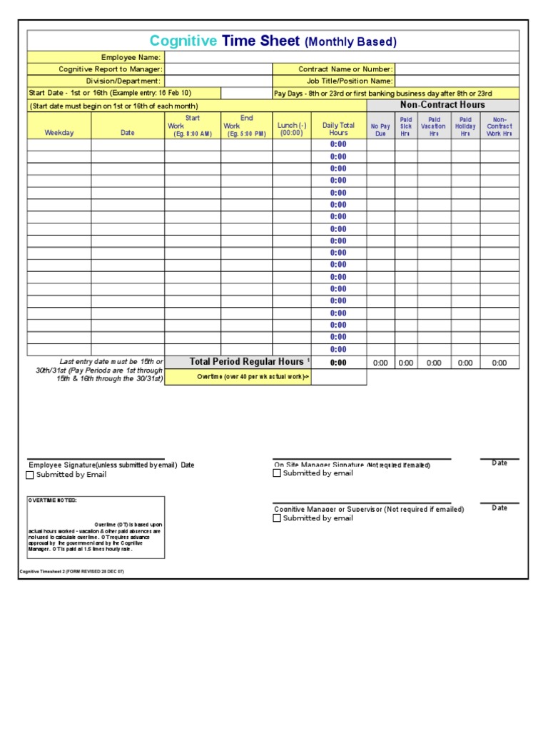 Manual Timesheet | PDF