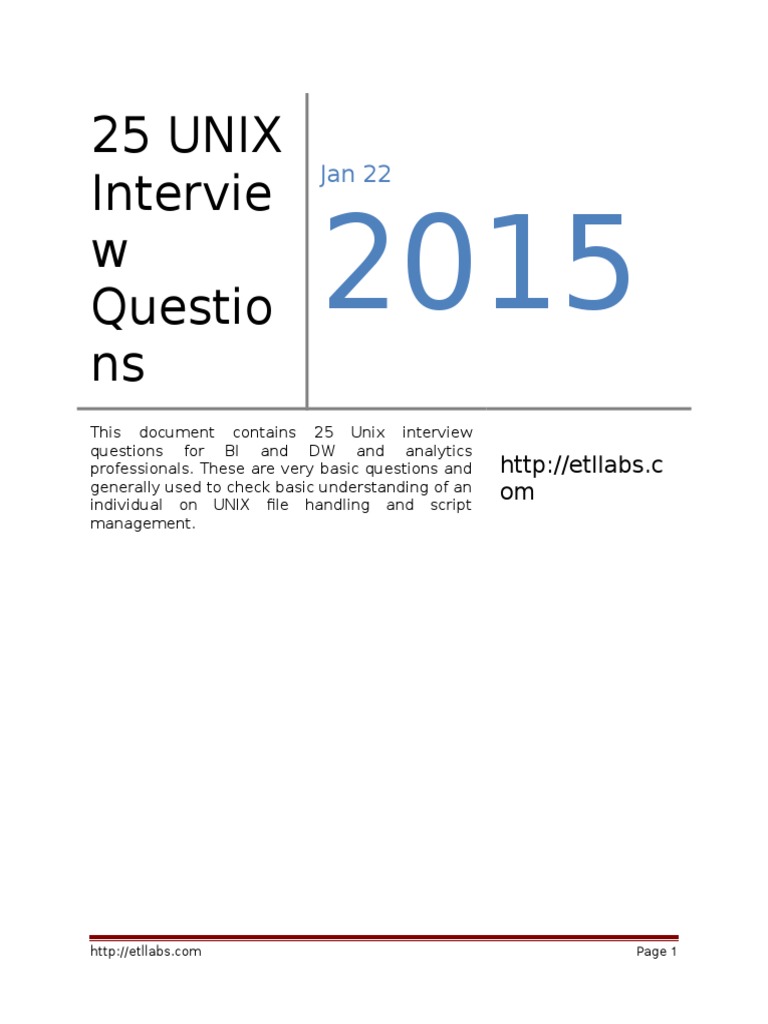 25 Basic UNIX Interview Questions for BI | PDF | Secure Shell | Command ...