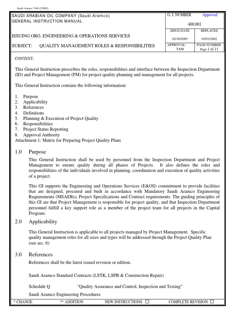 Quality Management Roles & Responsibilities | PDF | Project Management ...