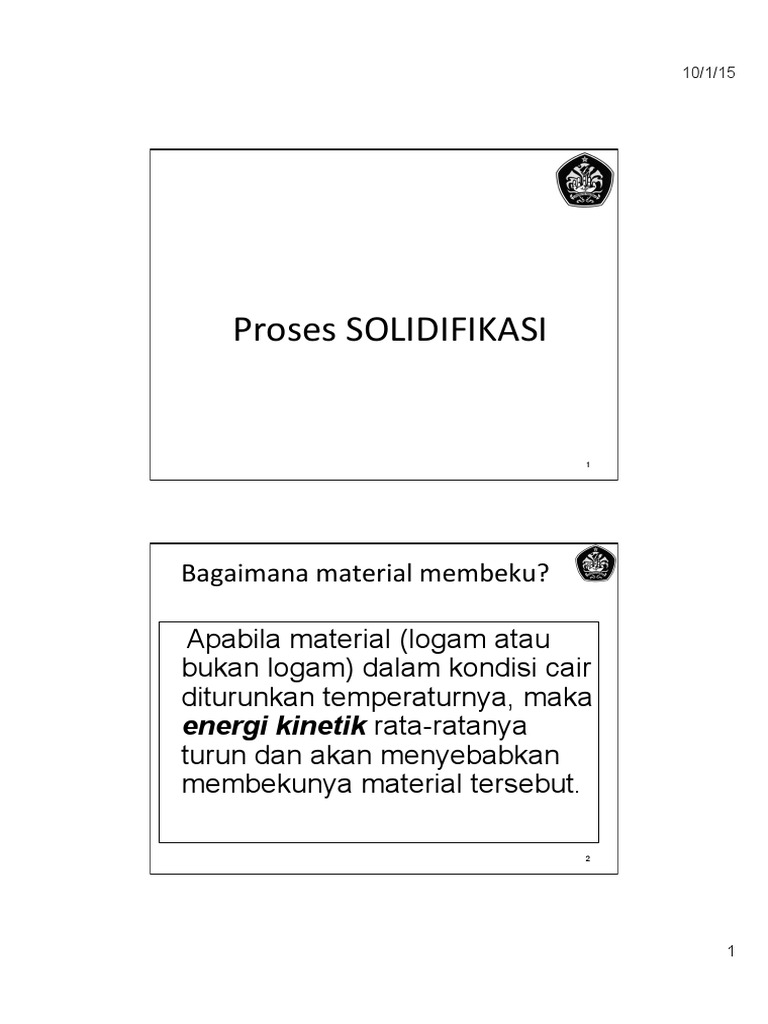 Solidifikasi | PDF | Pengecoran (Pengolahan Logam) | Pembekuan
