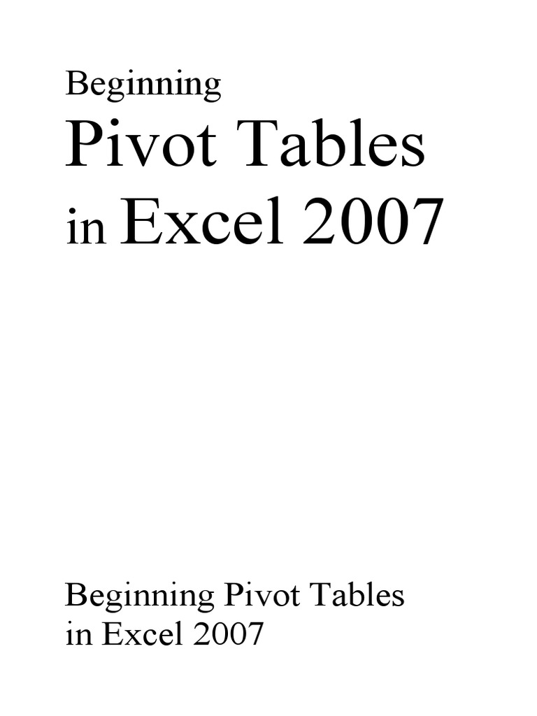 Pivot Table Handout | PDF