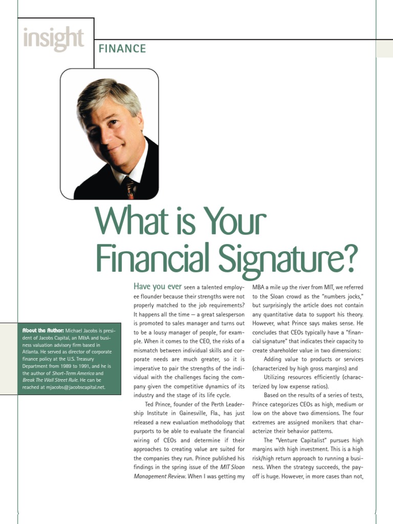 What Is Your Financial Signature | PDF | Commodity | Leveraged Buyout
