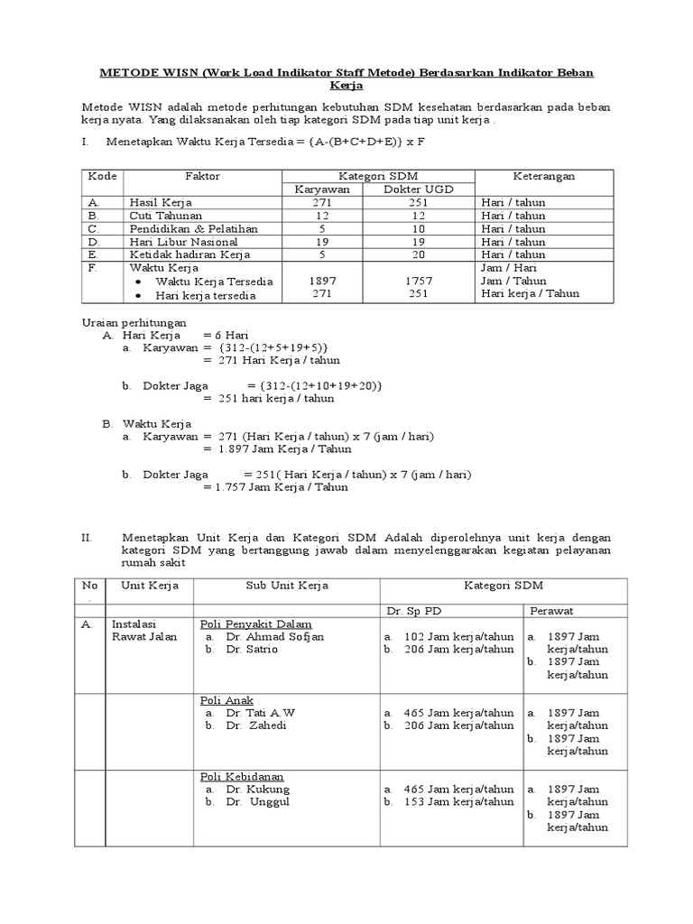 Perhitungan Kebutuhan SDM Metode WISN | PDF | Kesehatan Holistik