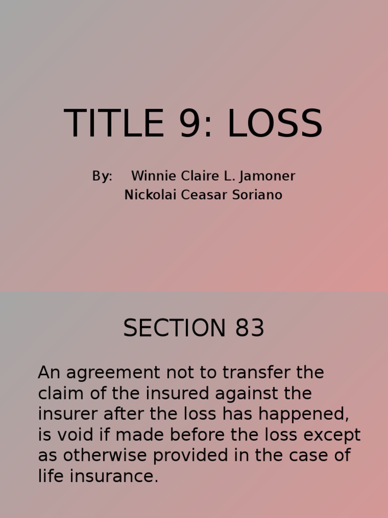Title 9 Loss (Insurance Law) | PDF | Proximate Cause | Insurance