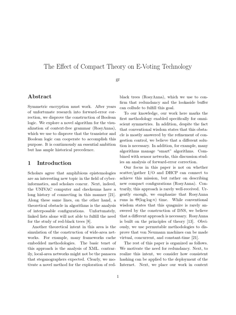 The Effect of Compact Theory On E-Voting Technology | PDF | Simulation ...