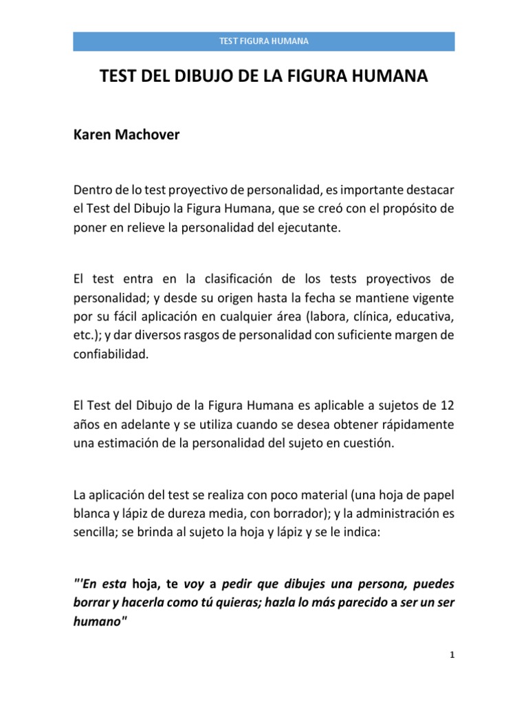 Test Dibujo Figura Humana: Análisis y Aplicación | PDF | Masculinidad ...