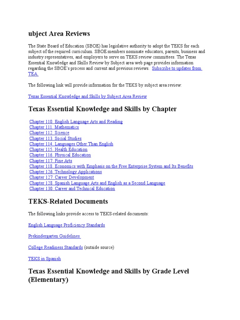 Texas TEKS Review Process Overview | PDF