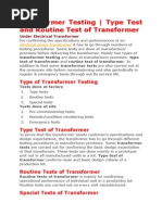 Transformer Testing - Type Test and Routine Test of Transformer | PDF ...