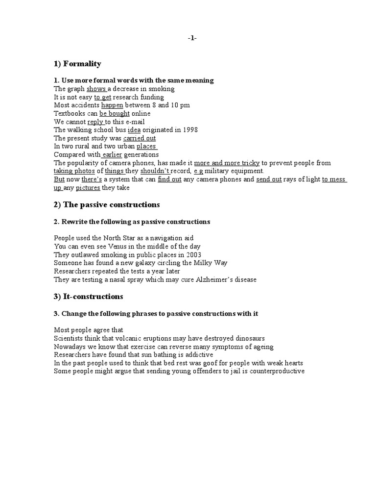 Formality: Rewriting Texts in a More Formal Style | PDF | Adjective | Noun