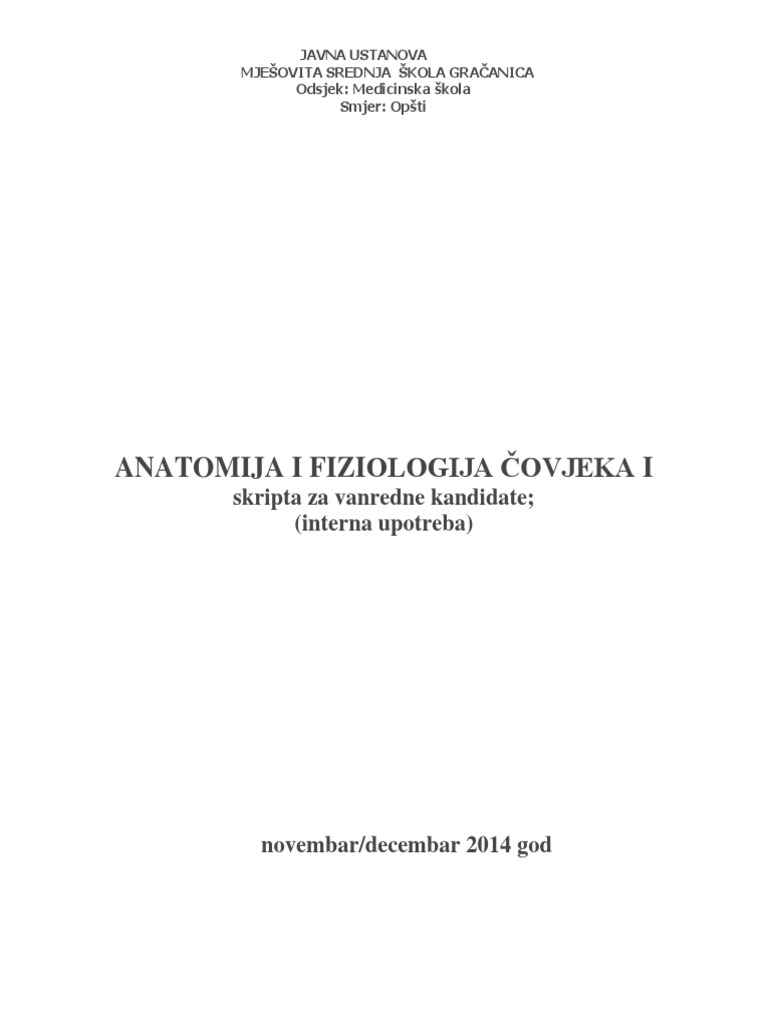 Anatomija I Fiziologija Coveka I PDF | PDF